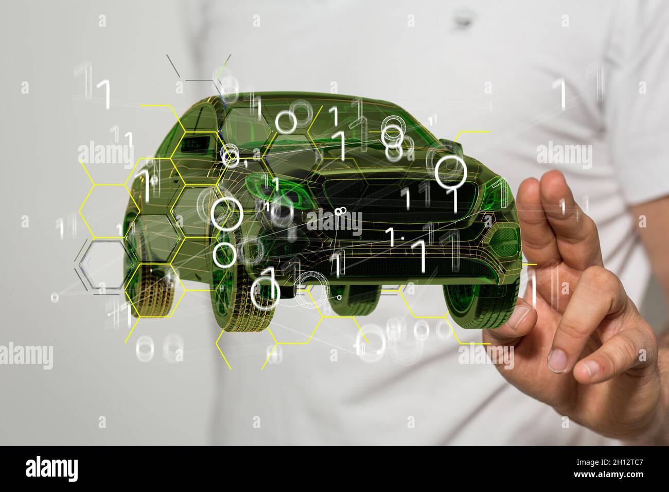 3D rendering of a digital futuristic electro car, e-motion concept ...