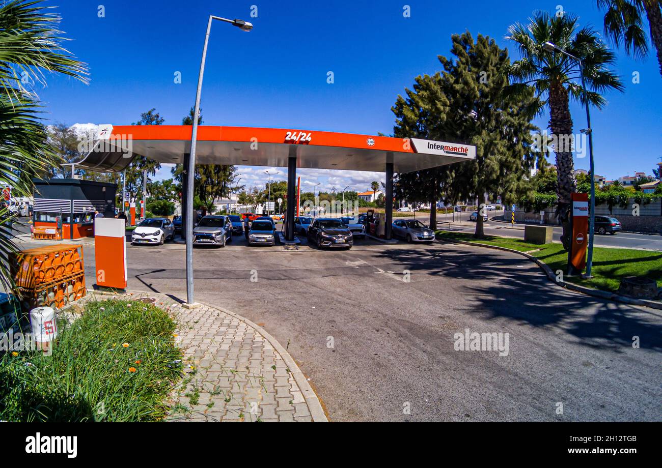 LAGOS, PORTUGAL - Sep 23, 2021: Driving in Portugal: INTERMARCHE gas ...
