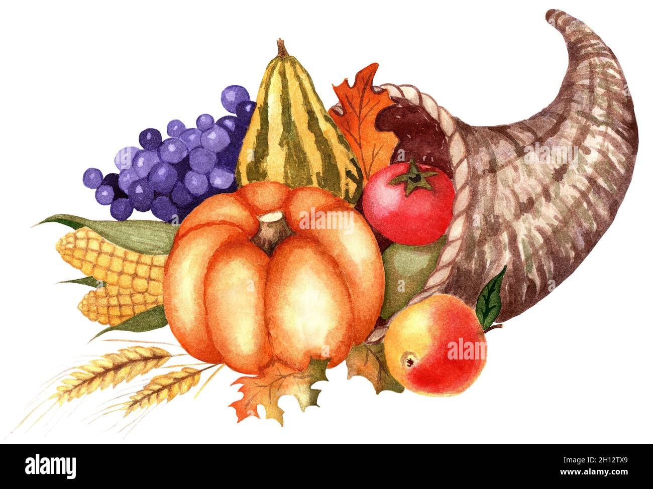 Cornucopia. Basket with fruits and vegetables. Harvest Festival ...