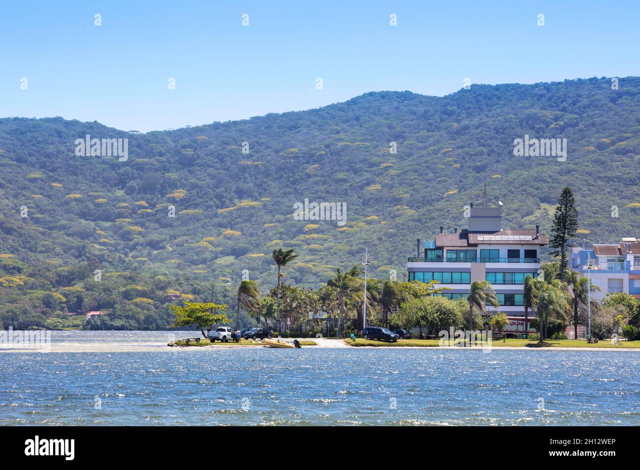 FLORIANOPOLIS, BRAZIL - Nov 29, 2019: A landscape with lake and ...