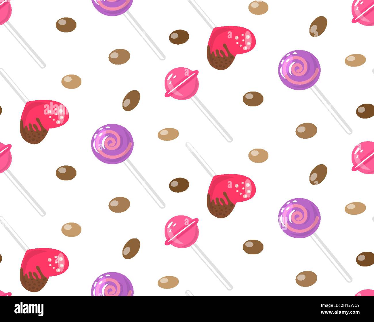 Candy seamless pattern white background with colorful sweets, delicious caramels, hearts ...