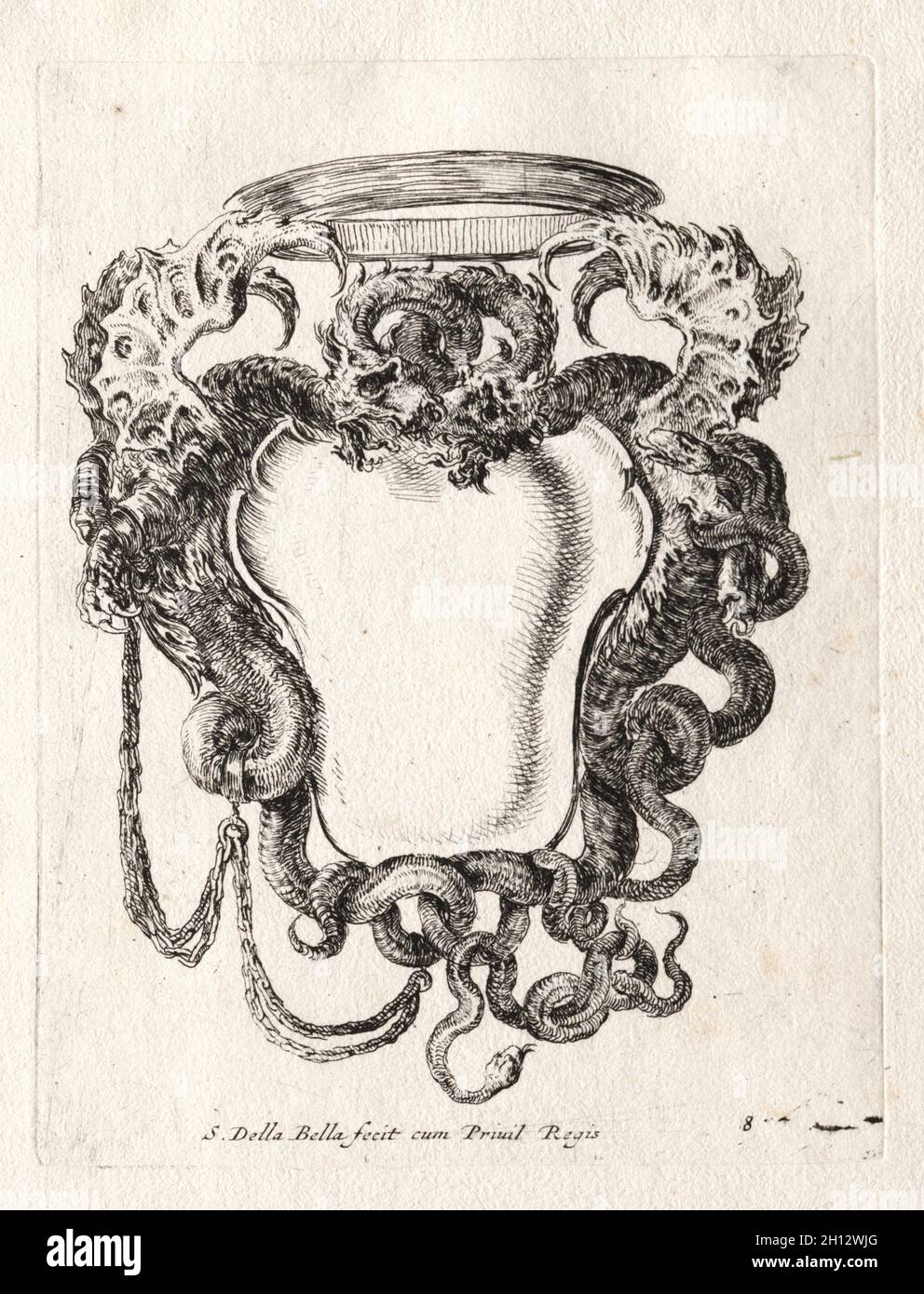 New Model for a Cartouche, 1647. Stefano Della Bella (Italian, 1610 ...