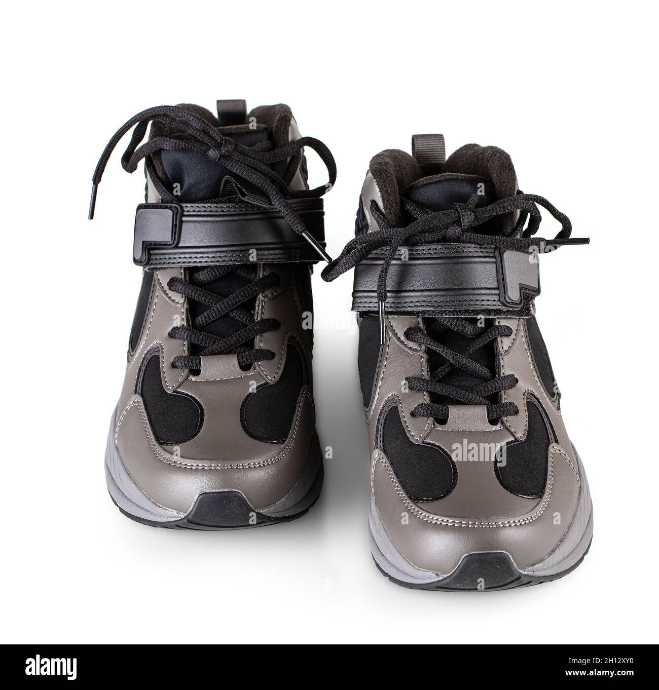 pair of high insulated sneakers isolated on white background Stock ...