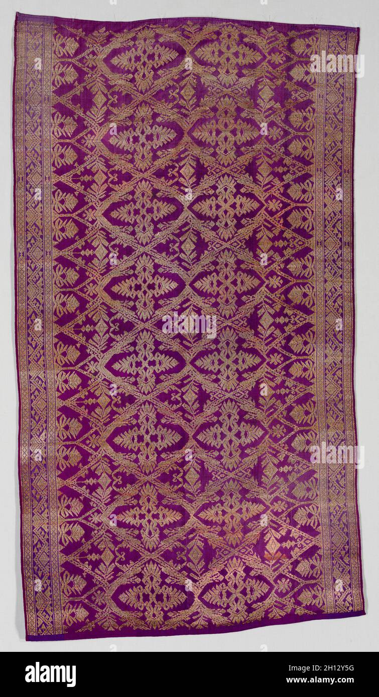 Brocade, late 1800s. Indonesia, Bali, late 19th century. Brocade, silk ...