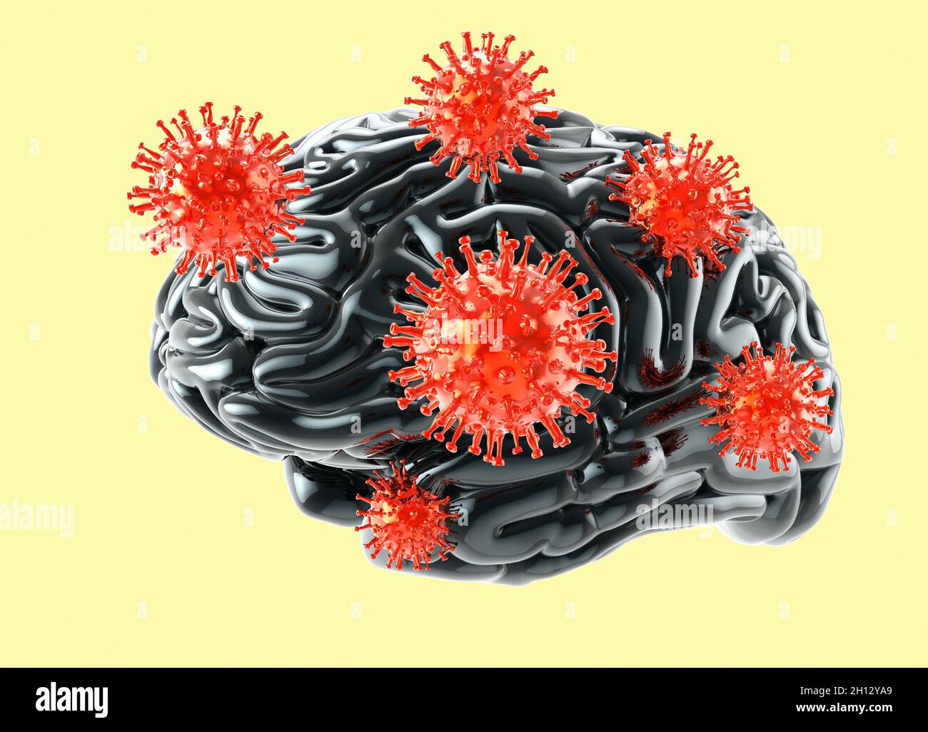 Covid-19 virus affecting the brain, conceptual illustration Stock Photo ...