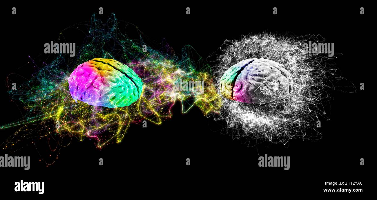 Human brains with energy field, 3D illustration Stock Photo - Alamy