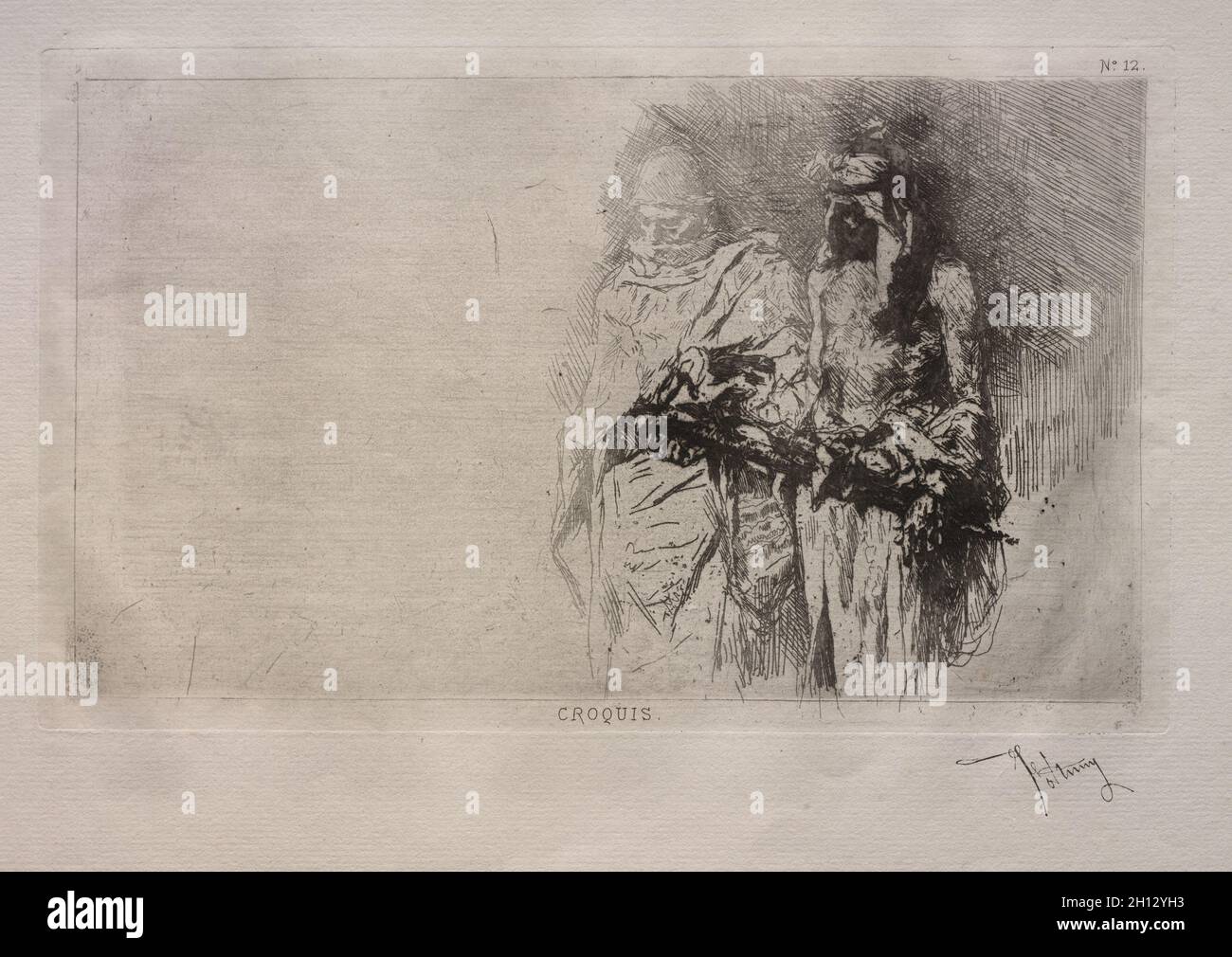 Sketch (Two Arabian Figures), c. 1865. Mariano Fortuny (Spanish, 1838 ...