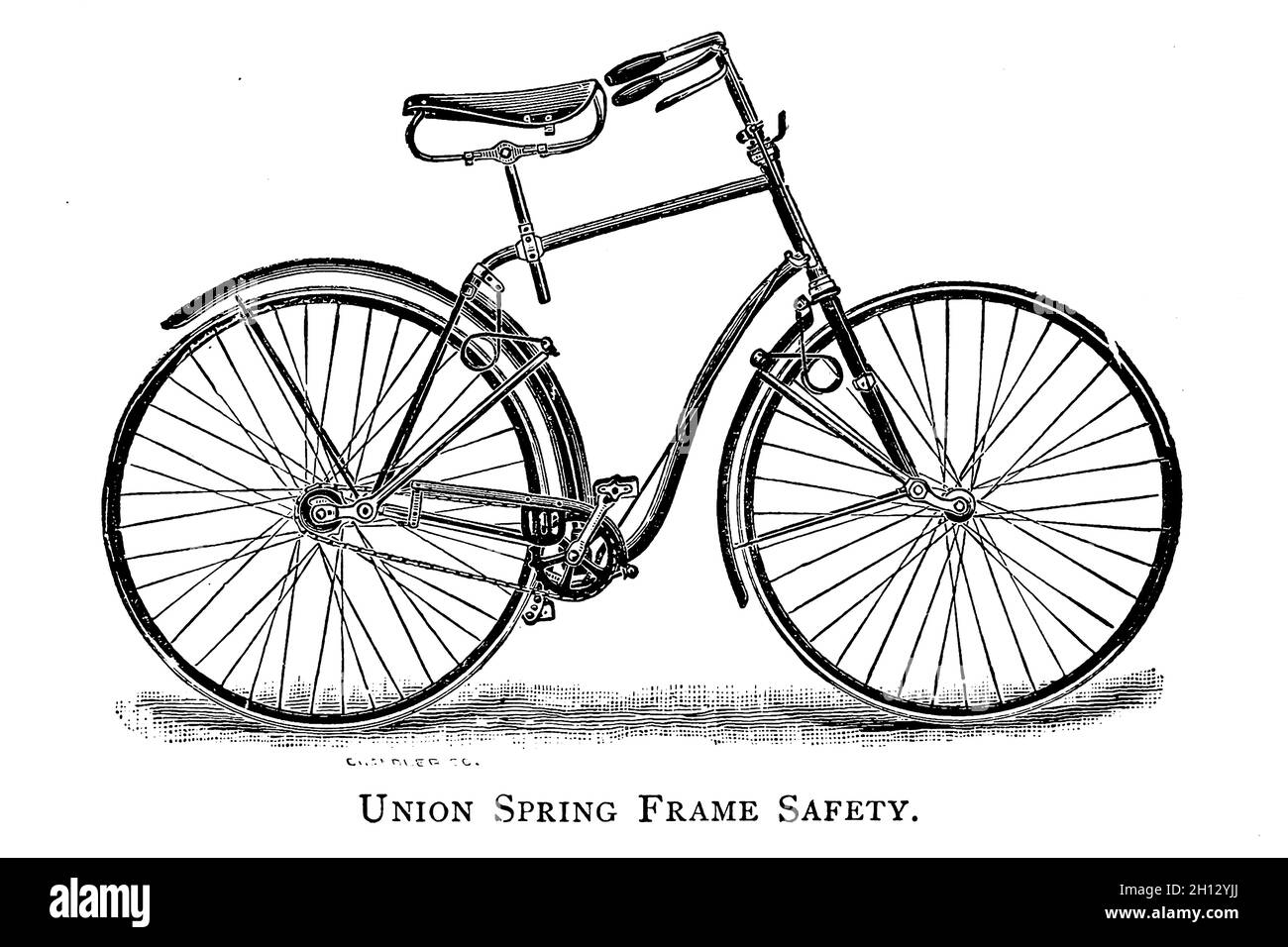 Union spring frame safety bicycle, 19th century illustration Stock ...