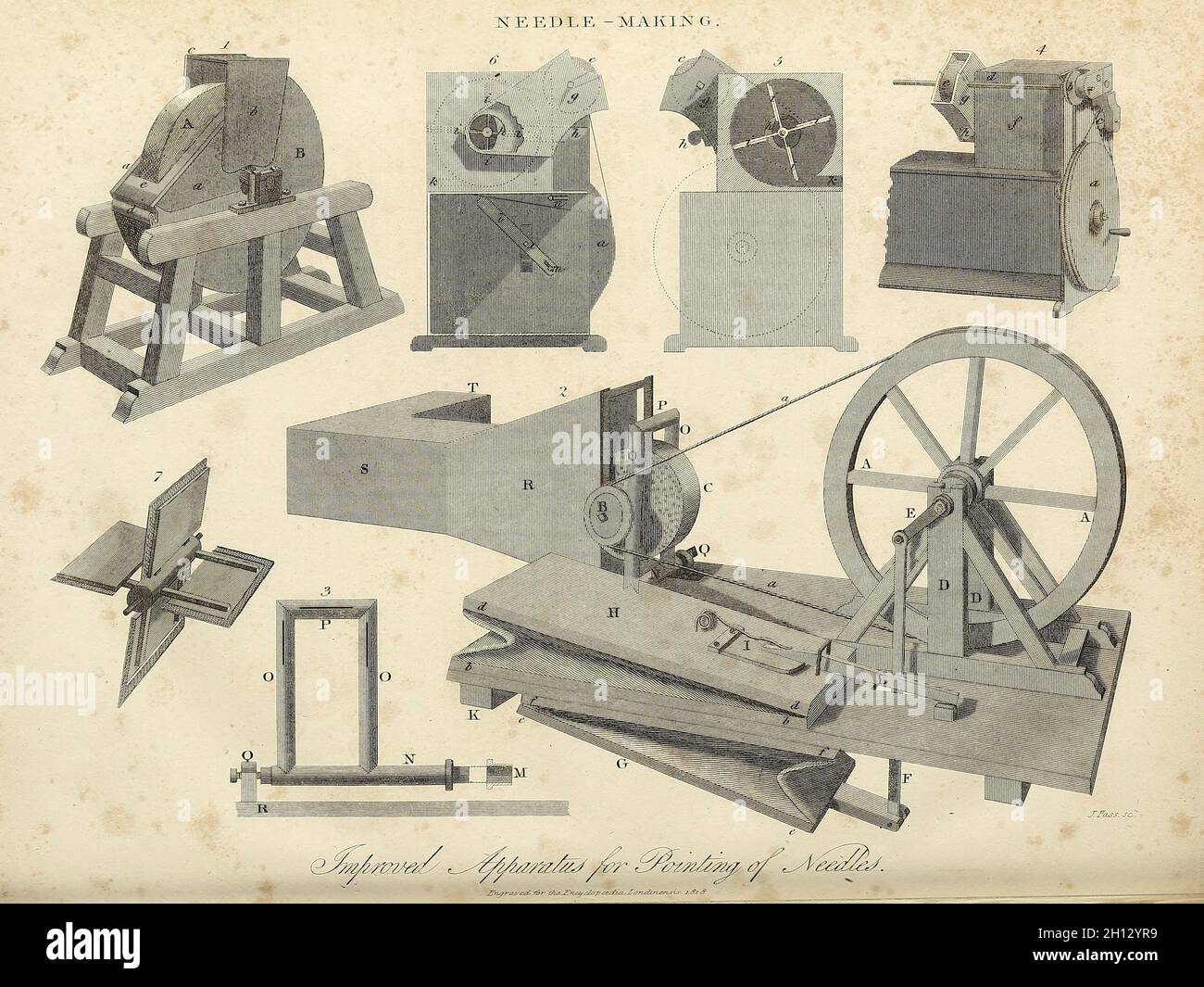 Needle making machines, 19th century illustration Stock Photo - Alamy