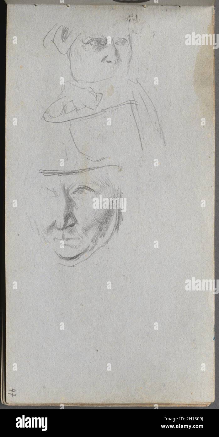 Sketchbook, page 47: Studies of Three Faces. Ernest Meissonier (French ...