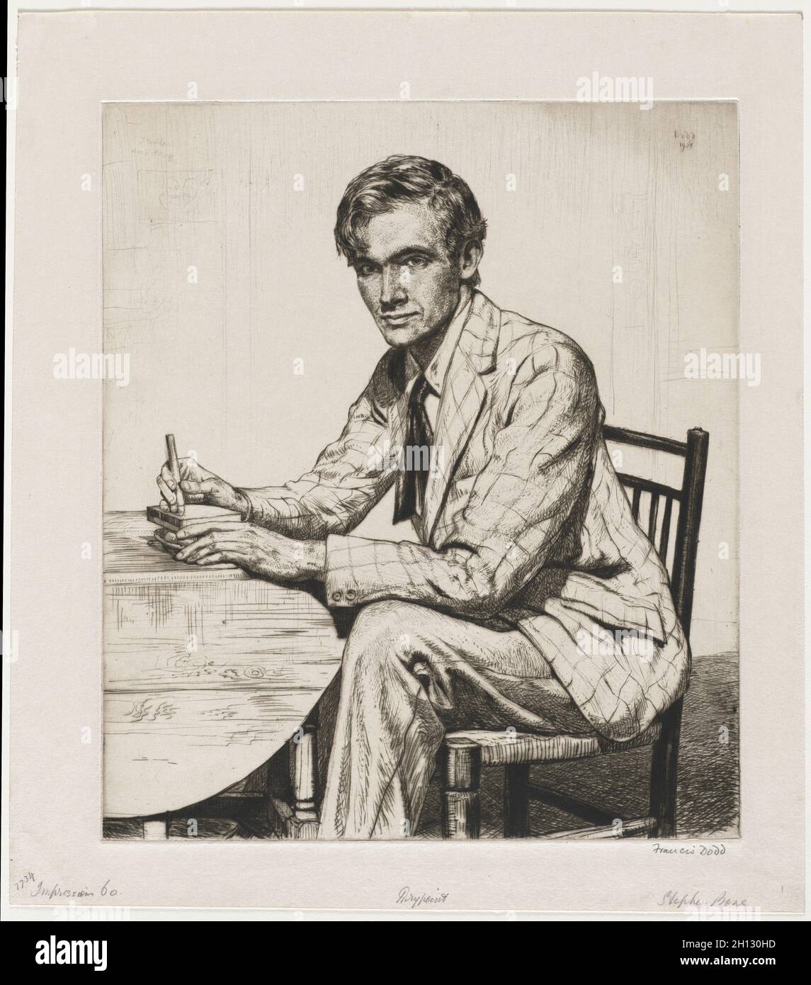 Stephen Bone Cutting a Wood Block, 1928. Francis Dodd (British, 1874 ...