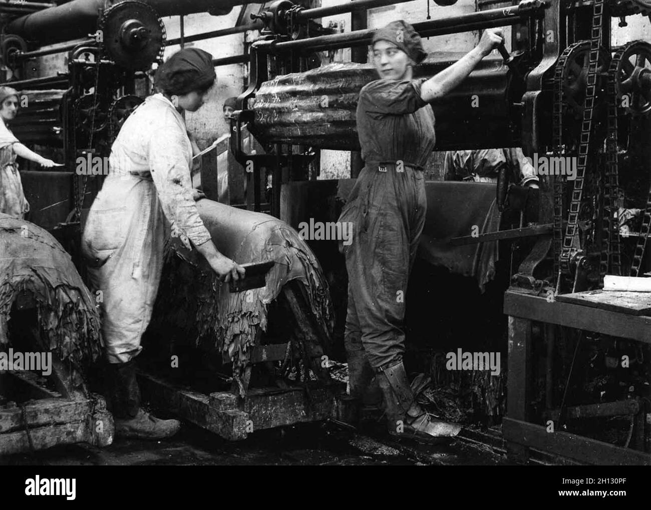 Women tannery workers in a factory during WW1 Stock Photo - Alamy