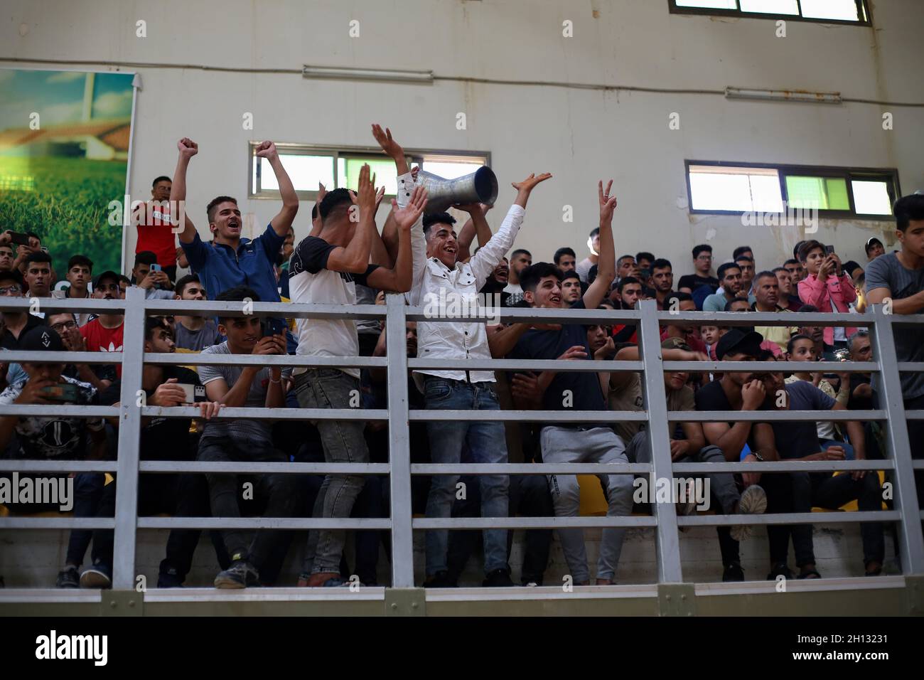 Gaza, Palestine. 15th Oct, 2021. supporters of the athletes are seen ...