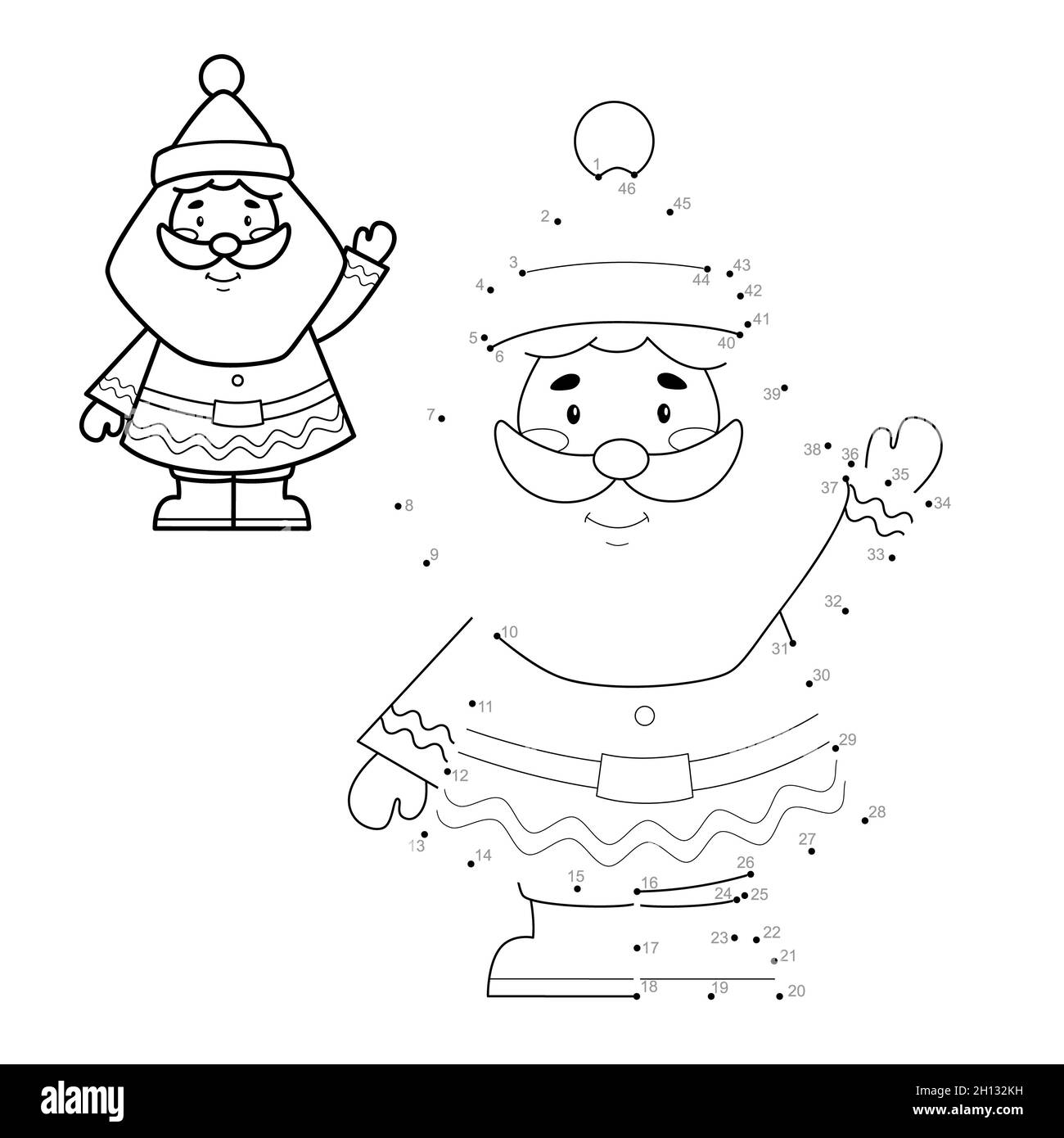 Dot to dot Christmas puzzle for children. Connect dots game. Santa ...