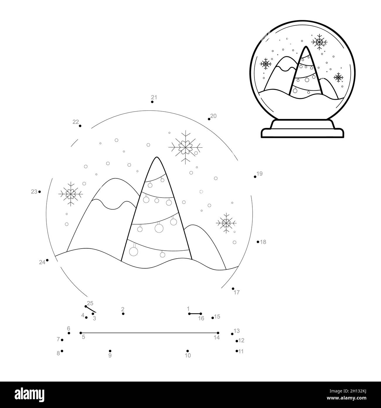 Dot to dot Christmas puzzle for children. Connect dots game. Christmas ...