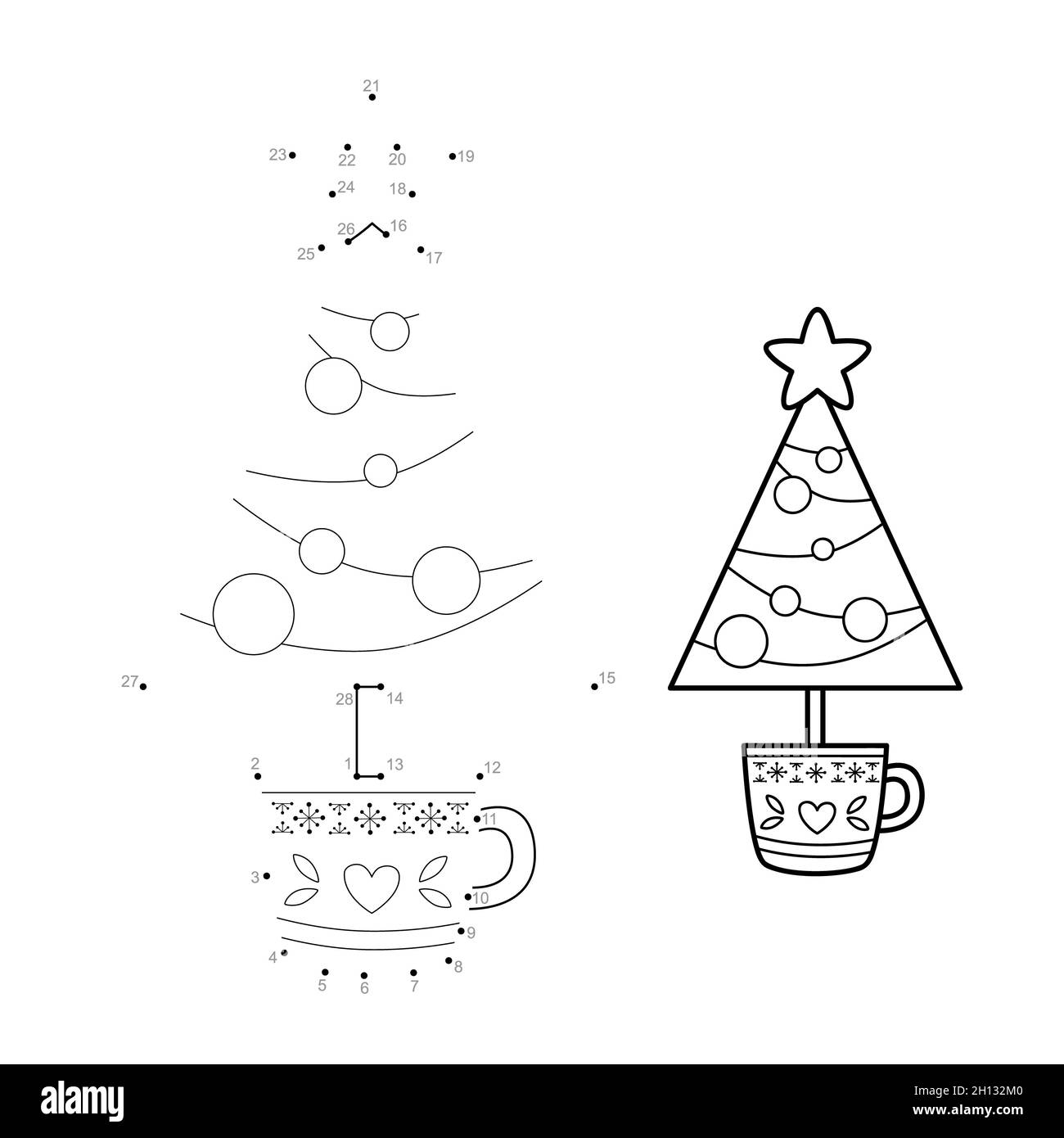 Dot to dot Christmas puzzle for children. Connect dots game. Christmas ...