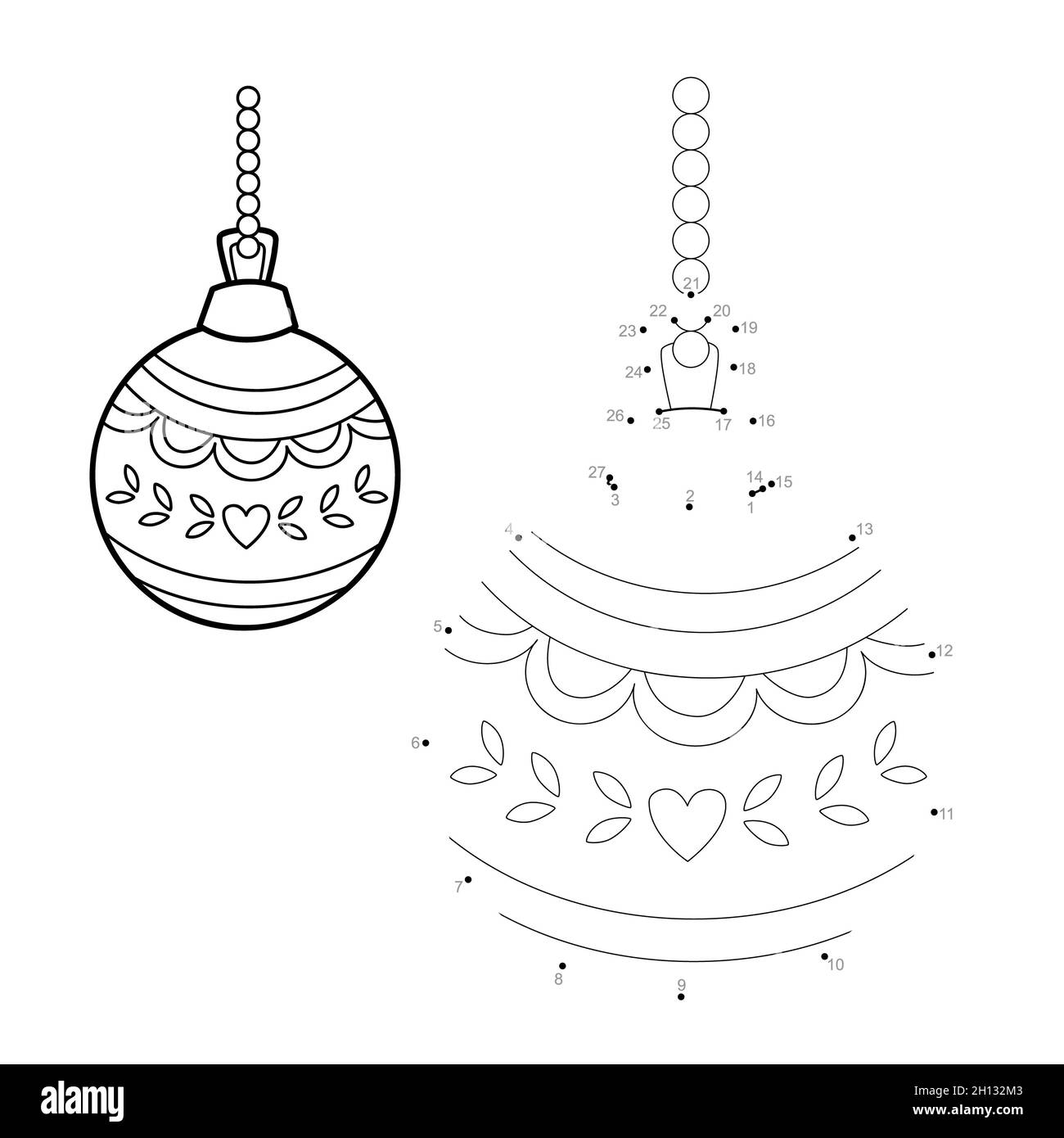 Dot to dot Christmas puzzle for children. Connect dots game. Christmas ...