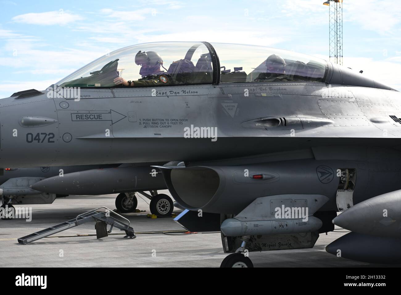 U.S. Air Force Major Daniel Cook, from the 480th Fighter Squadron, and ...