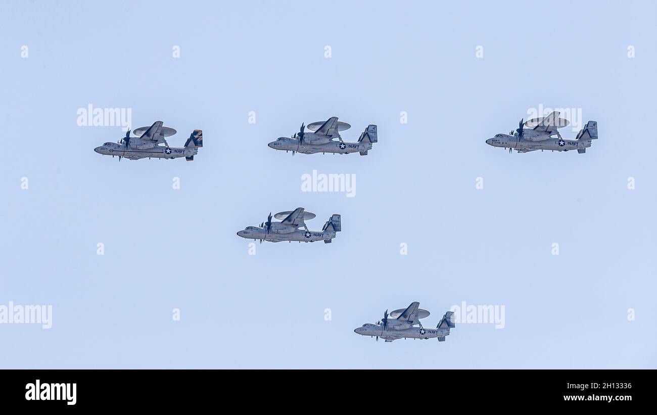 U.S. Navy E-2D Hawkeyes with Carrier Air Wing 5 return to Marine Corps ...