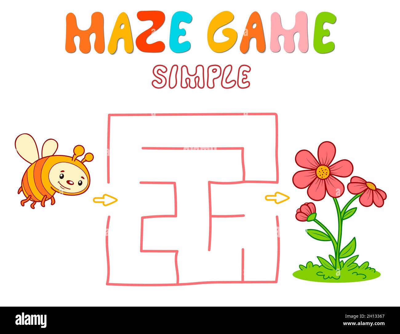 Simple Maze puzzle game for children. Color simple maze or labyrinth ...