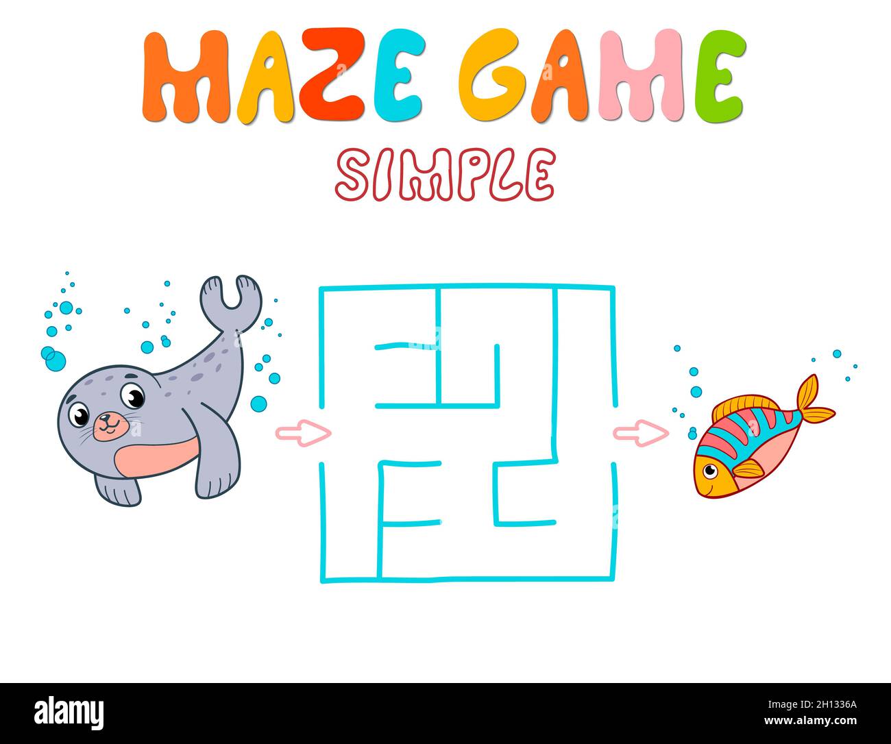 Simple Maze puzzle game for children. Color simple maze or labyrinth ...