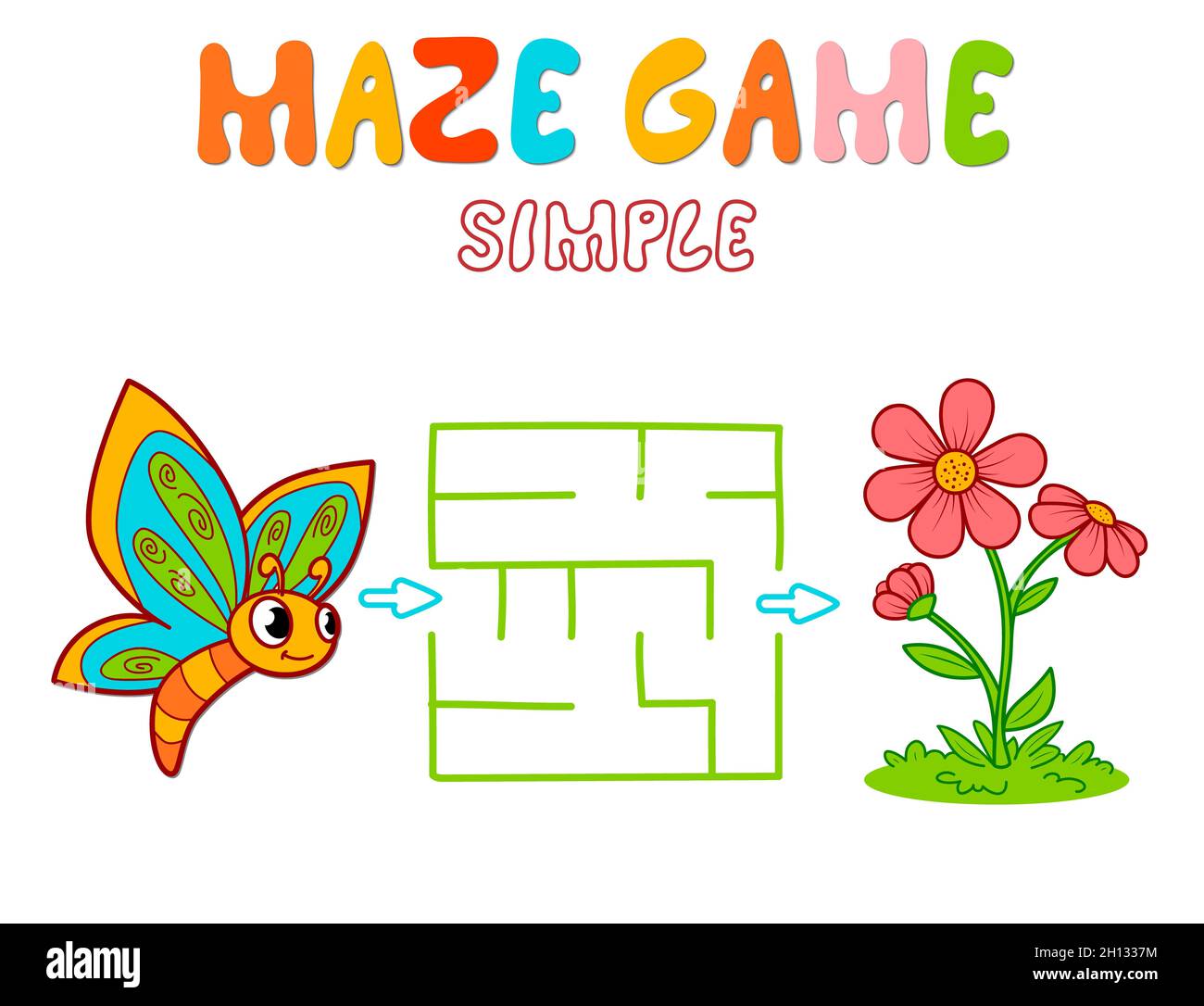 Simple Maze puzzle game for children. Color simple maze or labyrinth ...