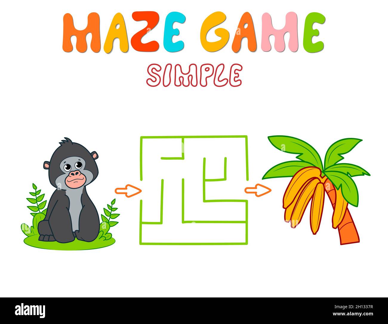 Simple Maze puzzle game for children. Color simple maze or labyrinth ...