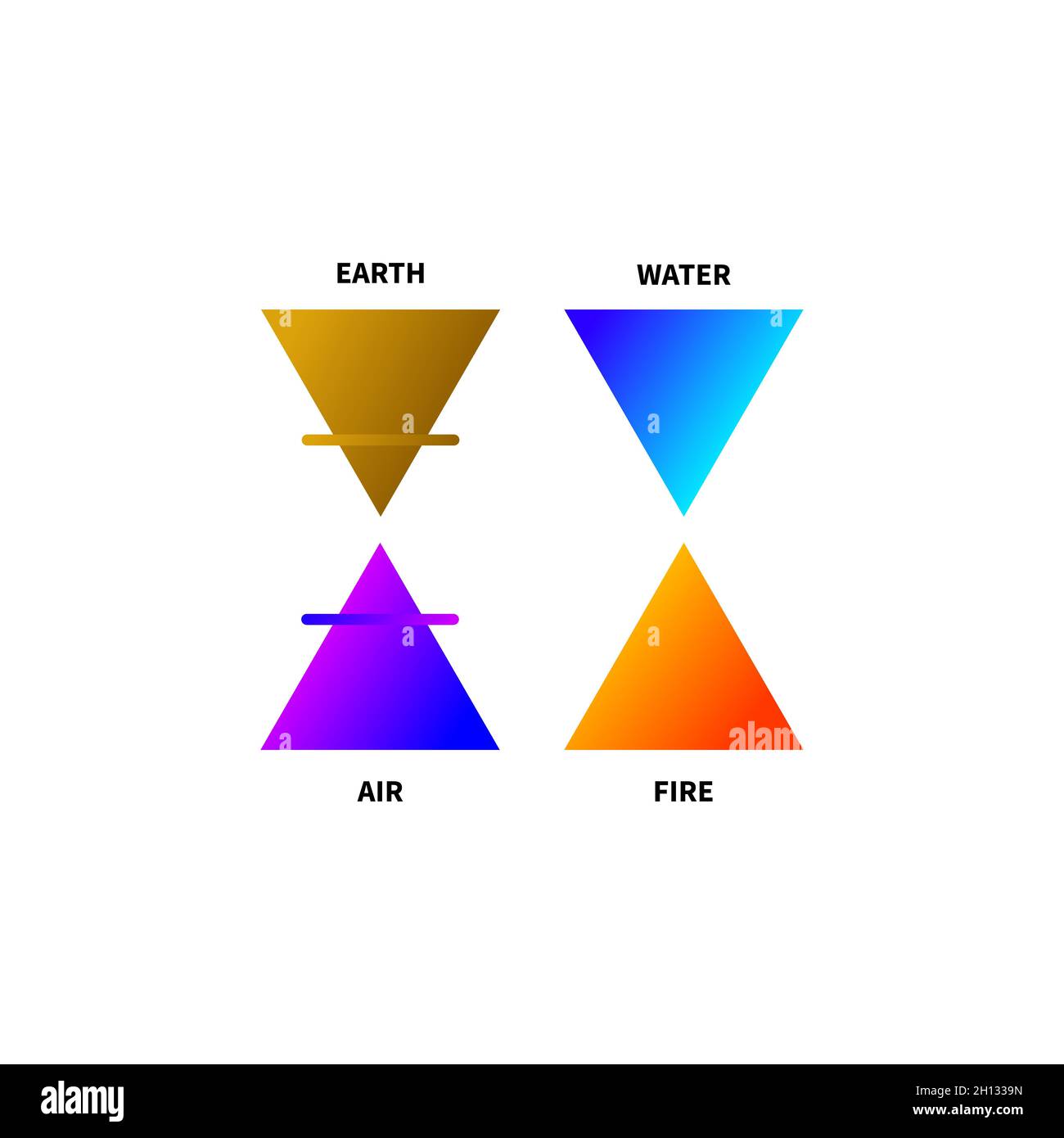 Logo alchemy. Symbols of earth, fire, air and water. Vector graphic ...