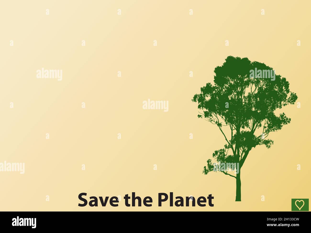 single green tree on right side with save the planet typed on the ...