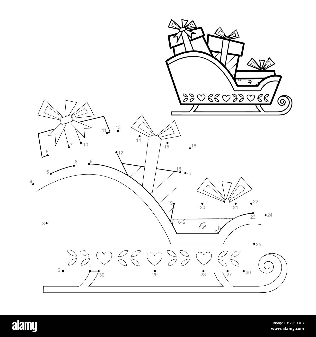 Dot to dot Christmas puzzle for children. Connect dots game. Christmas ...