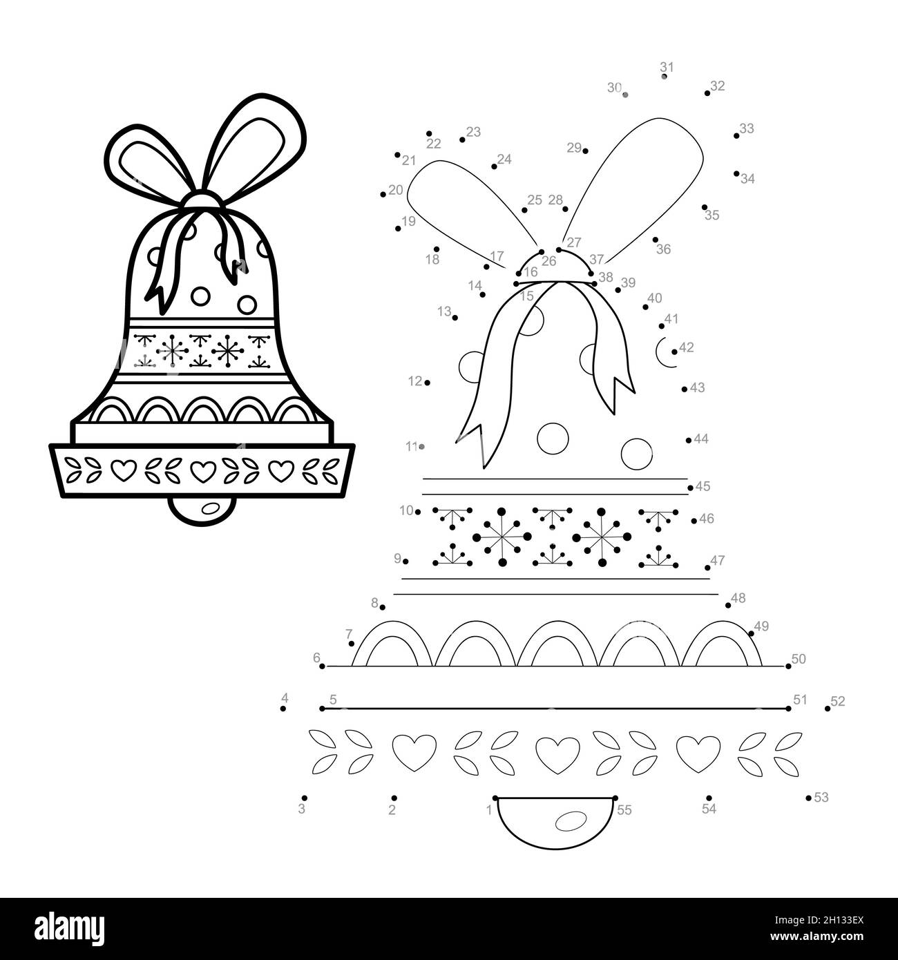 Dot to dot Christmas puzzle for children. Connect dots game. Christmas ...