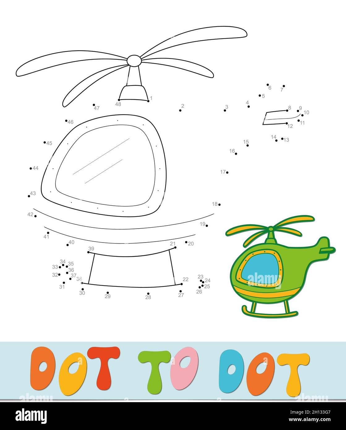 Dot to dot puzzle. Connect dots game. helicopter illustration Stock ...