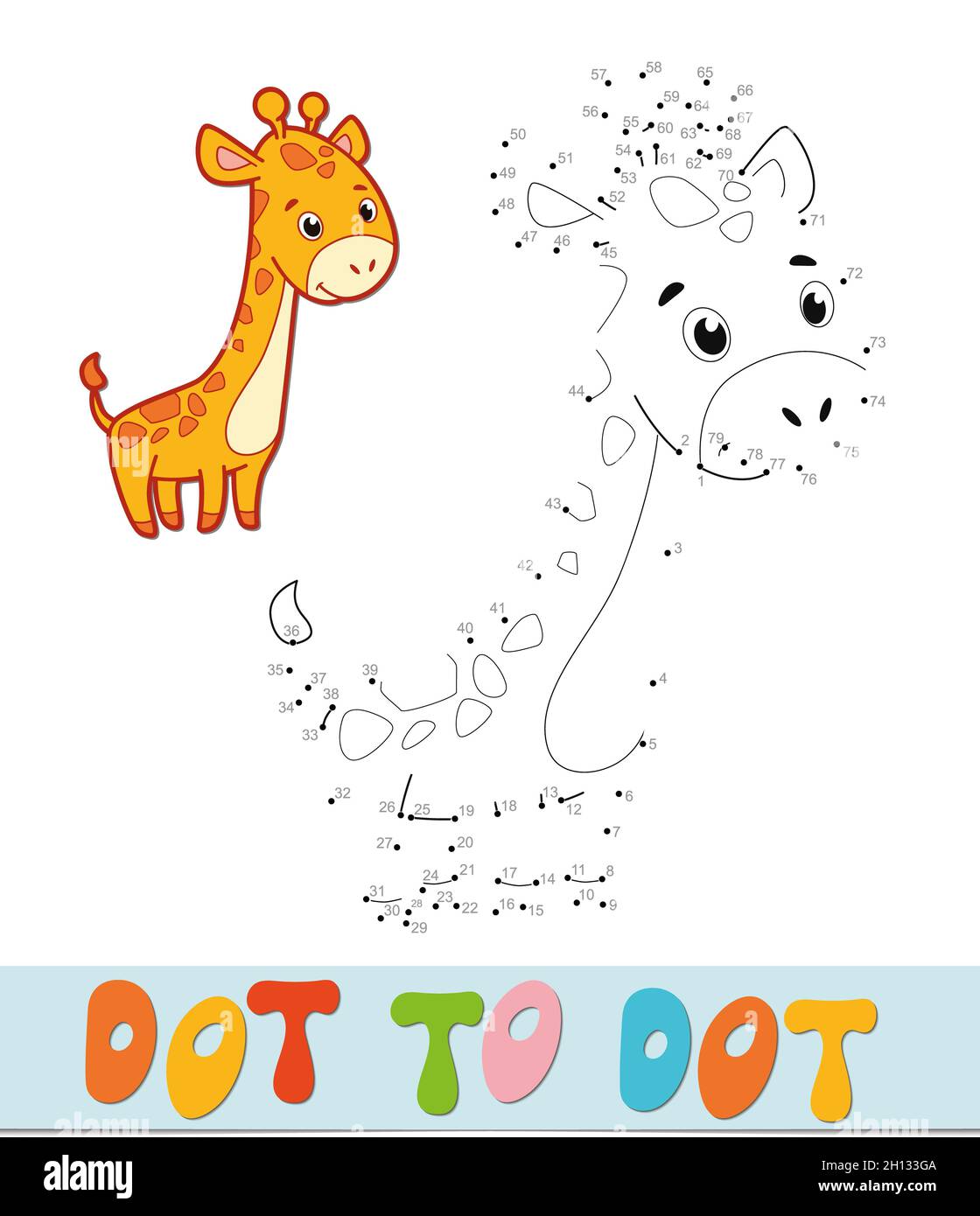 Dot to dot puzzle. Connect dots game. giraffe illustration Stock Photo ...