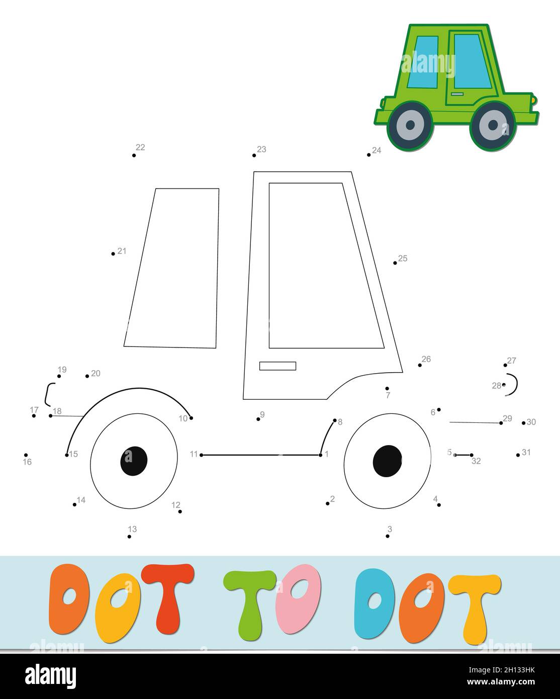 Dot to dot puzzle. Connect dots game. car illustration Stock Photo - Alamy