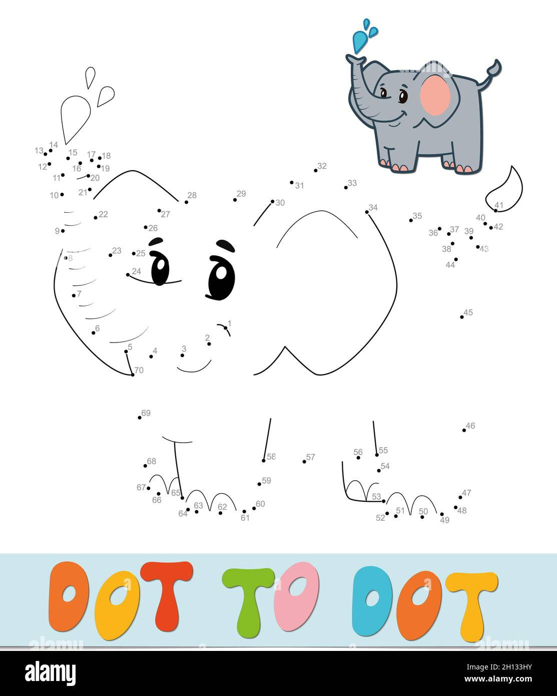 Dot to dot puzzle. Connect dots game. elephant illustration Stock Photo ...