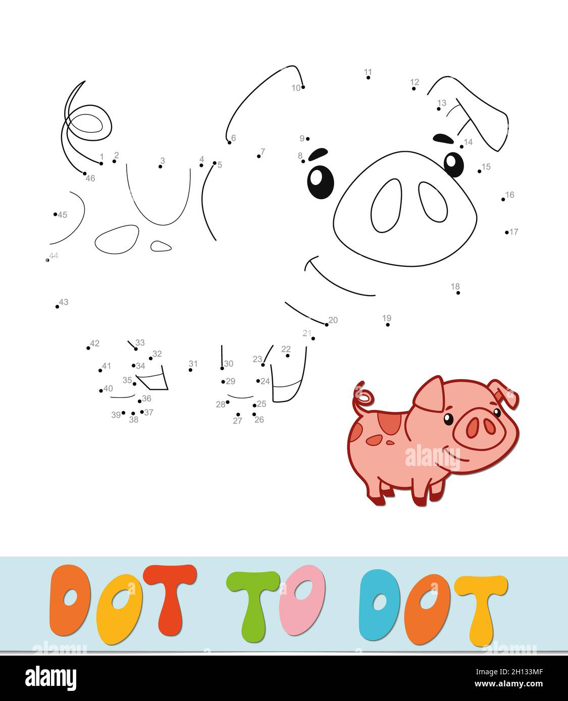 Dot to dot puzzle. Connect dots game. pig illustration Stock Photo - Alamy