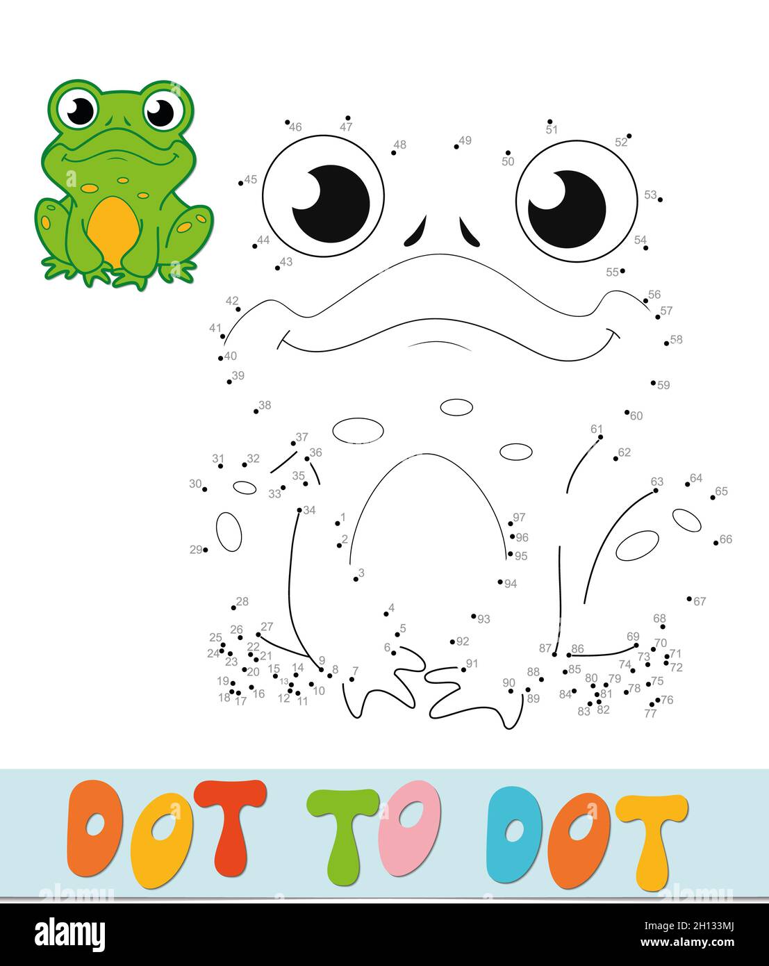 Dot to dot puzzle. Connect dots game. frog illustration Stock Photo - Alamy