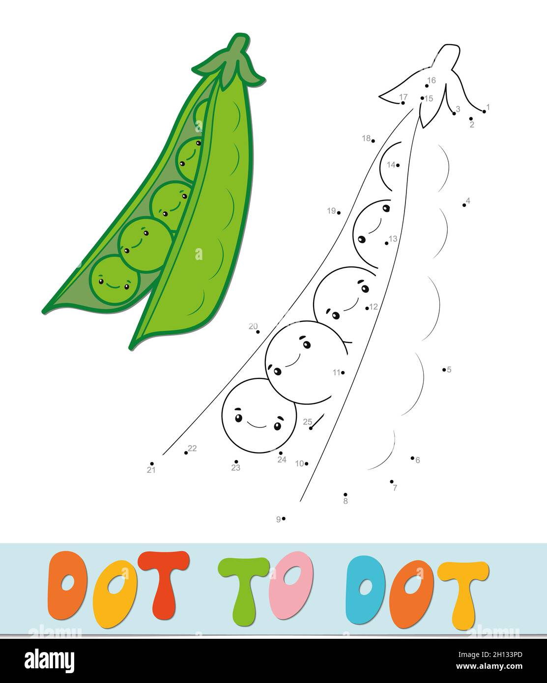 Dot to dot puzzle. Connect dots game. peas illustration Stock Photo - Alamy