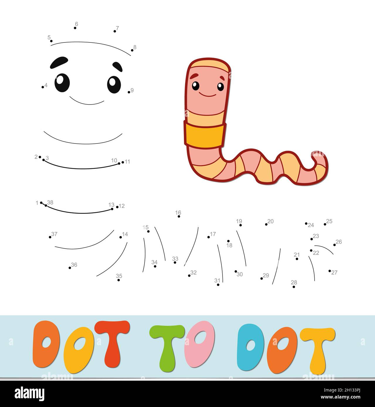 Dot to dot puzzle. Connect dots game. worm illustration Stock Photo - Alamy