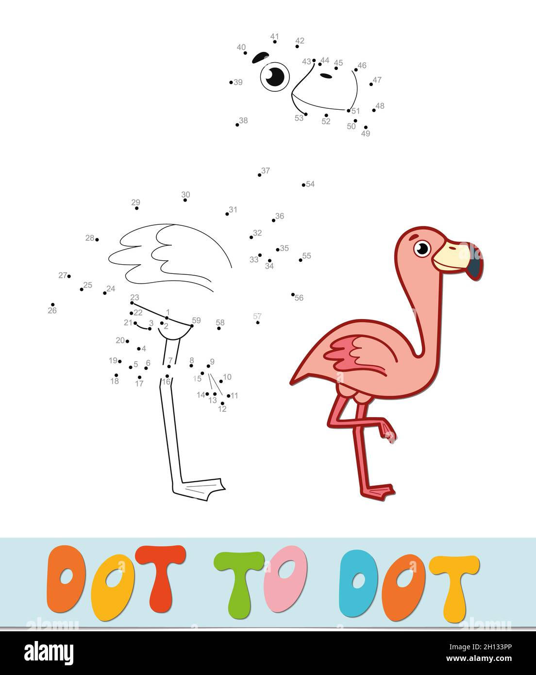 Dot to dot puzzle. Connect dots game. flamingo illustration Stock Photo ...