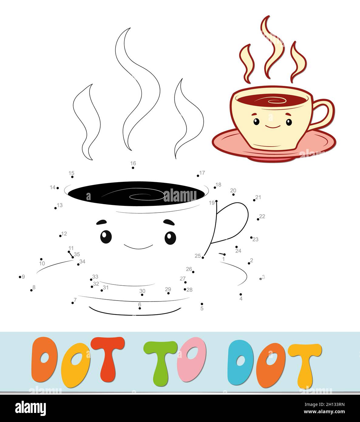 Dot to dot puzzle. Connect dots game. cup illustration Stock Photo - Alamy