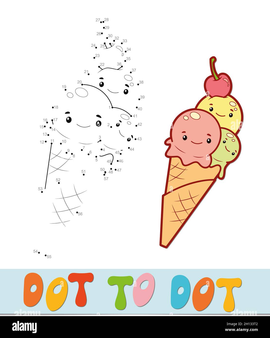 Dot to dot puzzle. Connect dots game. ice cream illustration Stock ...