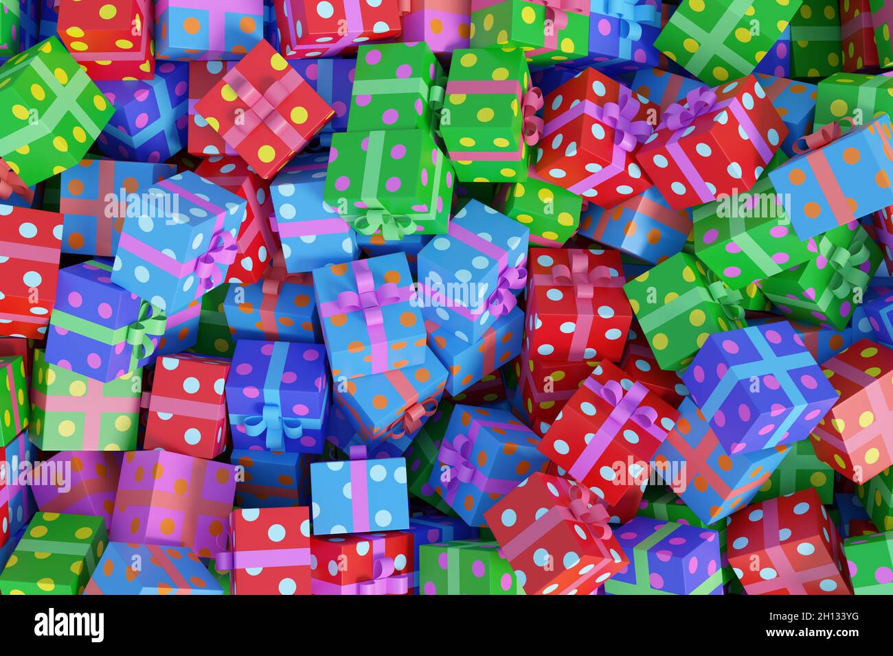 Colorful gift boxes background. 3d illustration Stock Photo - Alamy