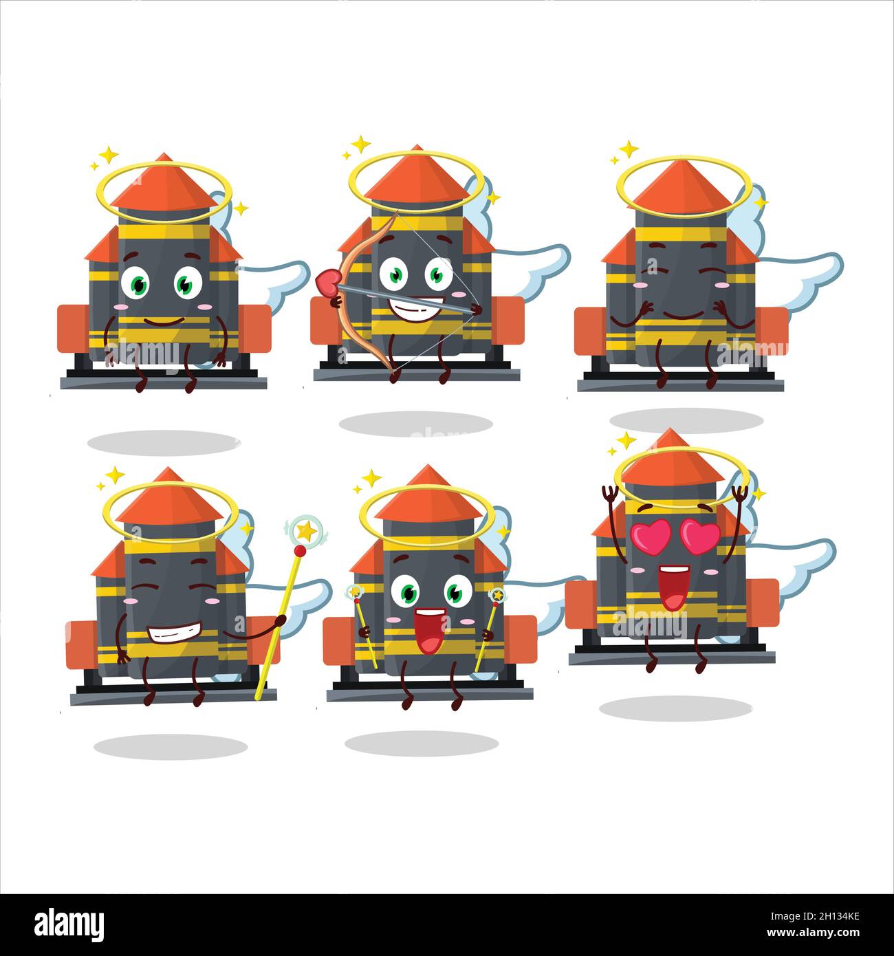 Firework rocket launcher cartoon designs as a cute angel character ...