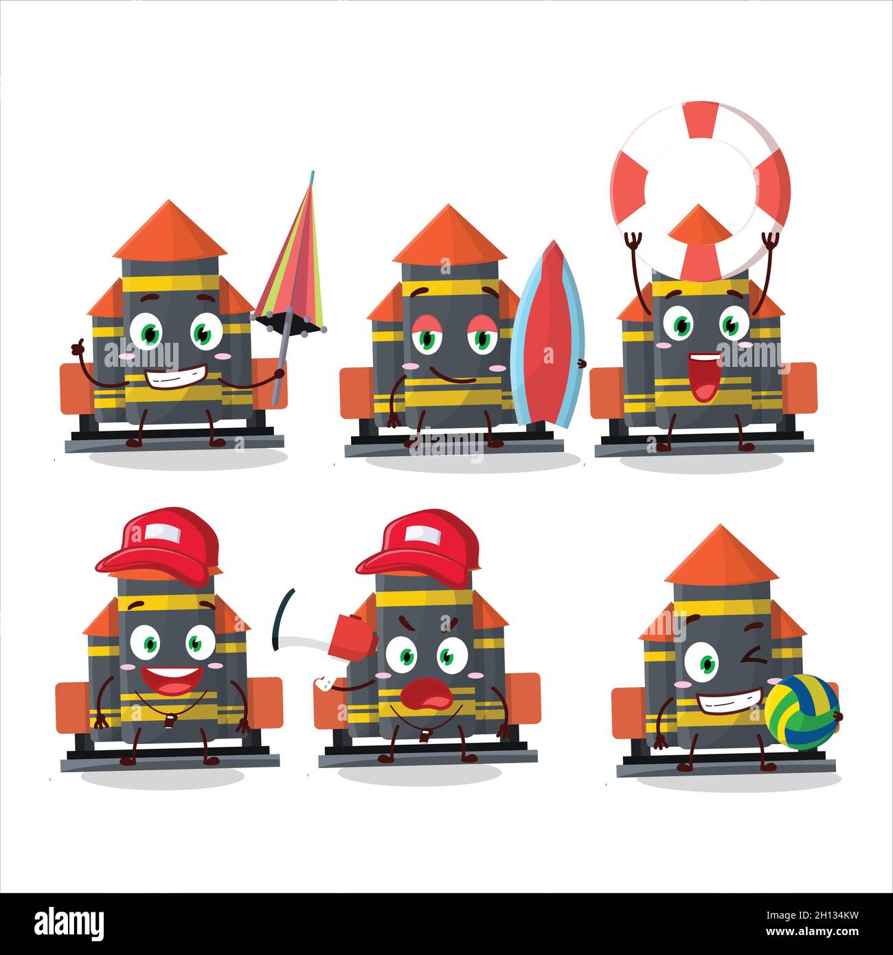 Happy Face firework rocket launcher cartoon character playing on a ...