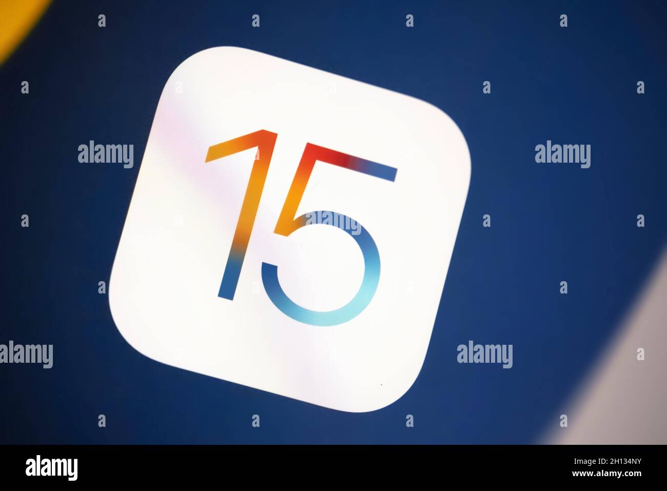 Apple IOS15 logo on a iPad Stock Photo - Alamy