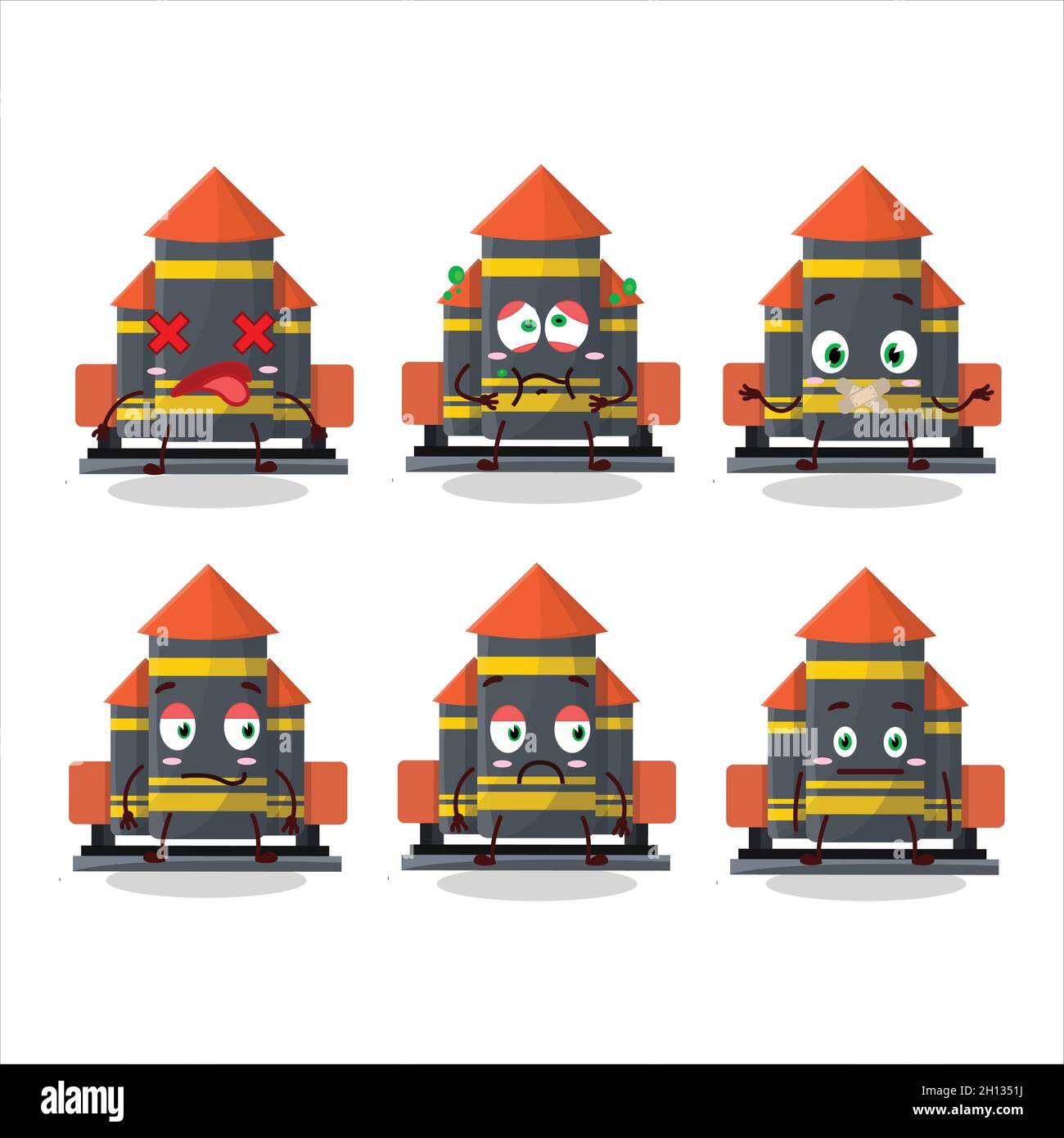 Firework rocket launcher cartoon character with nope expression. Vector ...