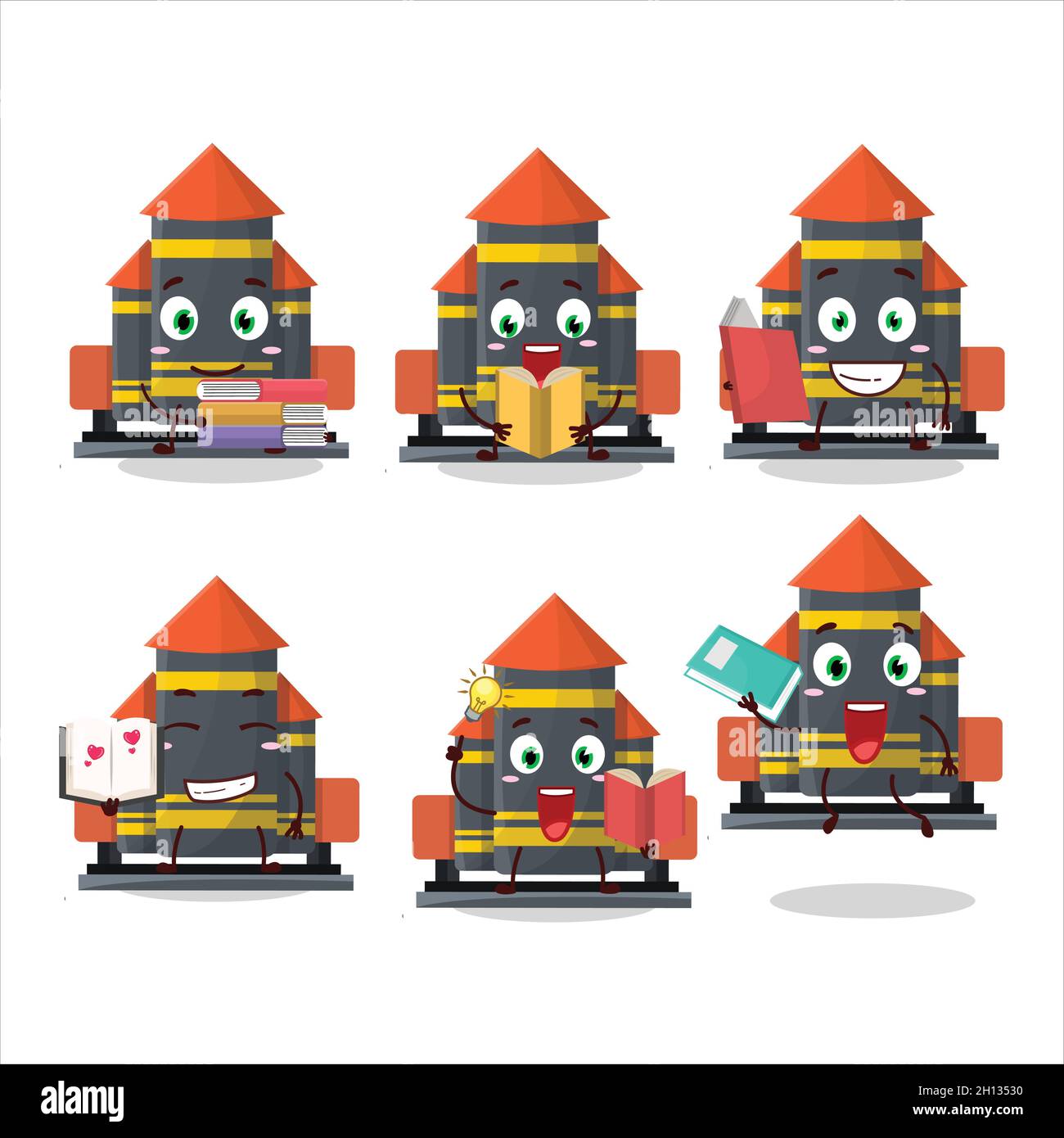 A picture of firework rocket launcher cartoon character concept reading ...