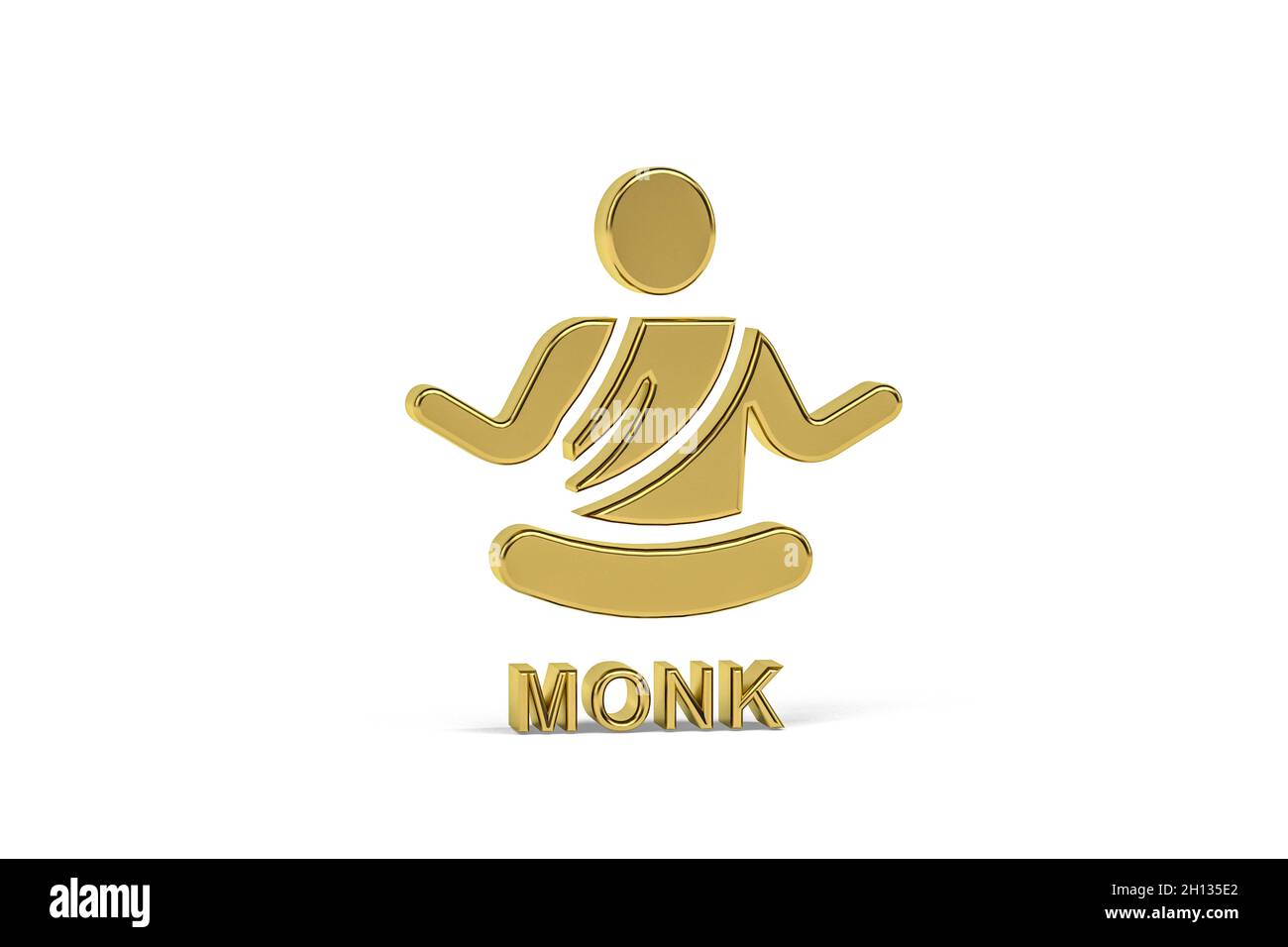 Golden 3D monk icon isolated on white background - 3D render Stock ...