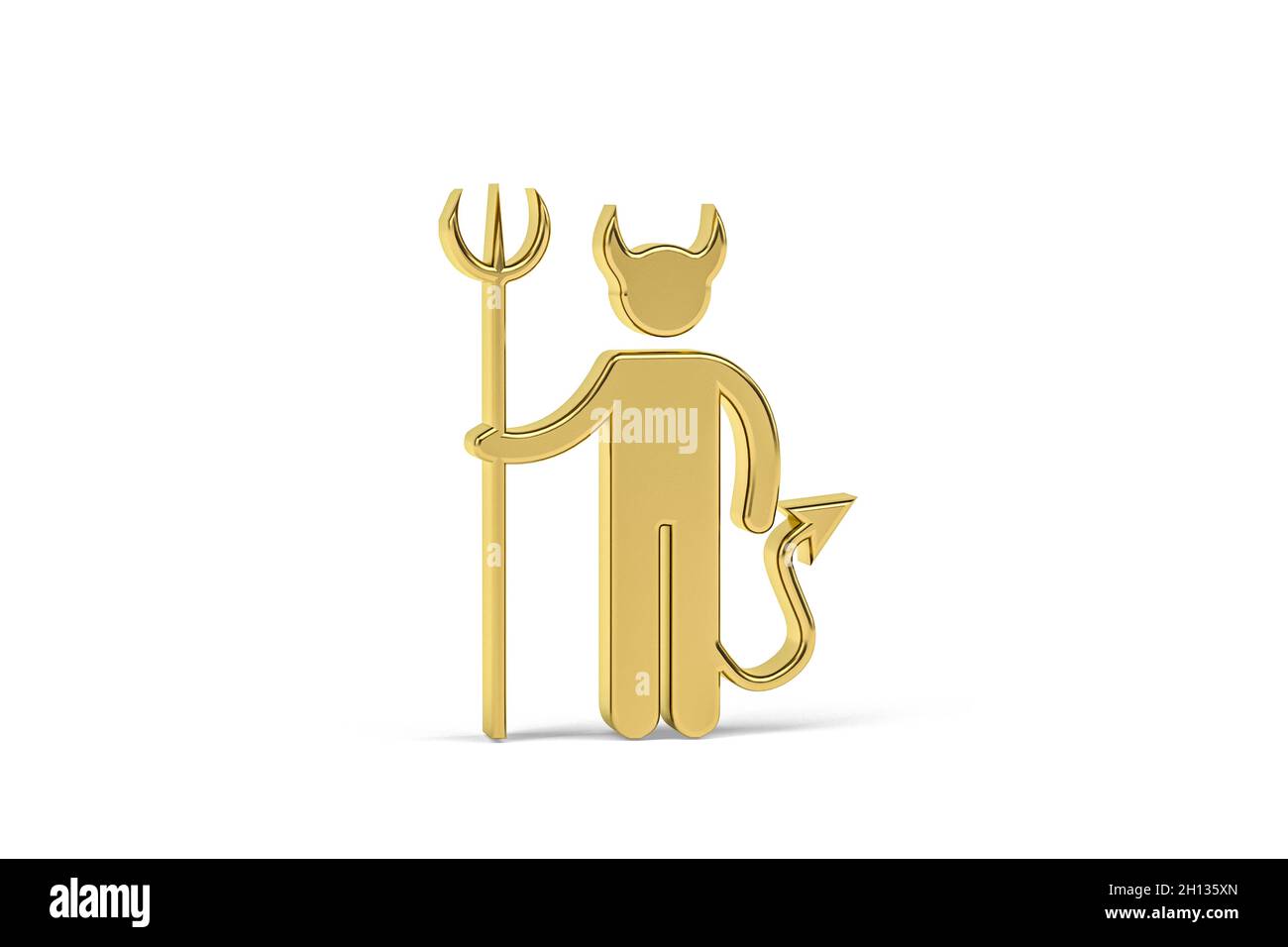 Golden devil icon isolated on white background - 3D render Stock Photo ...